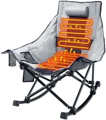 Amazon.com : ZENPETIO Heated Camping Chair, Oversized Outdoor Rocking ...