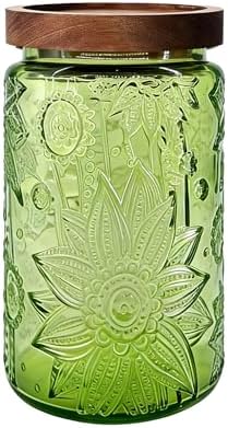 Amazon.com: Glass Jar with Airtight Wood Lid – 34 OZ Kitchen Bathroom ...
