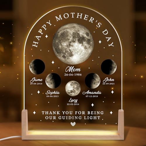 Amazon.com: Personalized Moon Phase Night Light with Date Custom Mom ...