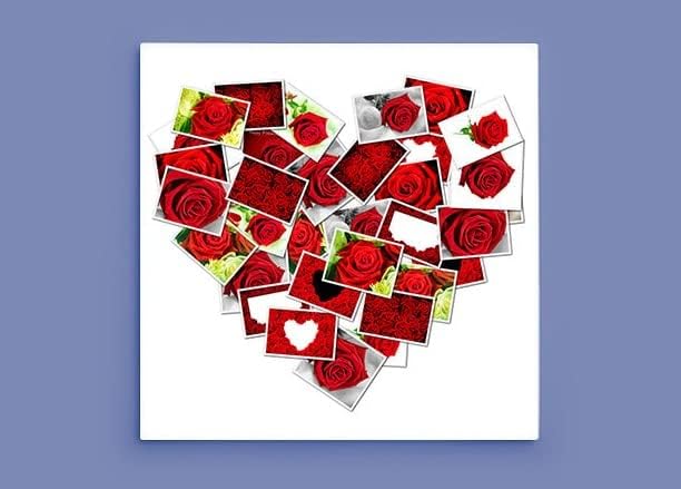Canvas Champ Collage de fotos en lienzo en forma de corazón, 40 ...