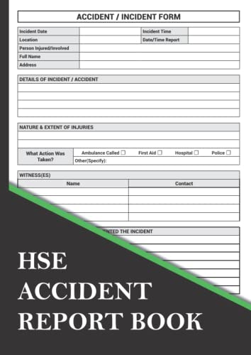 Buy HSE Accident Report Book: Accident & Incident Log Book - And Safety ...
