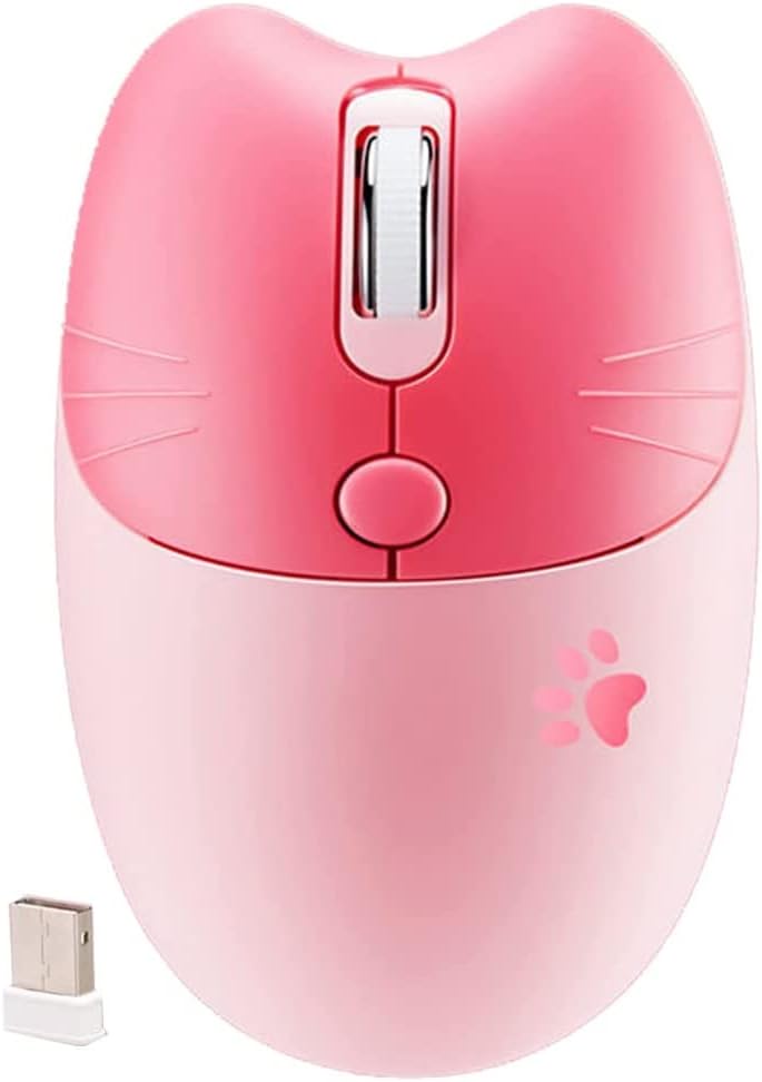 Amazon.com: Wireless Mouse Pink Cute Cat Computer Mouse Silent Portable ...