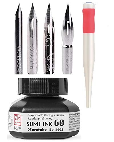 ZIG CARTOONIST Pen Nib for MANGA TOTAL 4 KINDS WITH ZIG CARTOONIST SUMI ...
