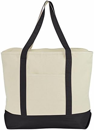 Amazon.com: Extra Large Canvas Tote Bags with Zipper - 22 Inches Heavy ...