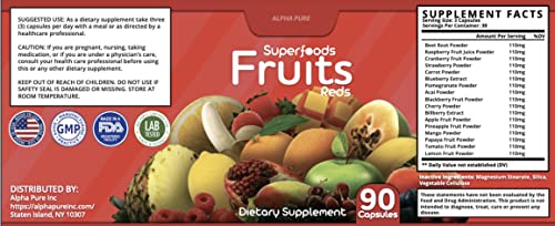 Alpha Pure Superfoods Reds Fruits and Greens 180 Capsules Vegetables ...