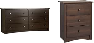 Amazon.com: Prepac Fremont 6 Drawer Double Dresser and Nightstand ...