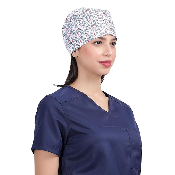 DR.SCRUBS Printed Scrub Cap Surgical Scrub Cap Medical Doctor Bouffant ...