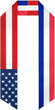 Amazon.com: Graduation Stole Scarf Sash America France French Flag ...