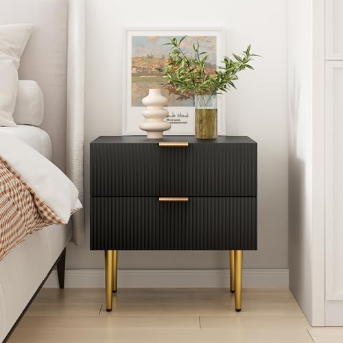 Amazon.com: Semiocthome Black Nightstand, Mid Century Modern Night ...