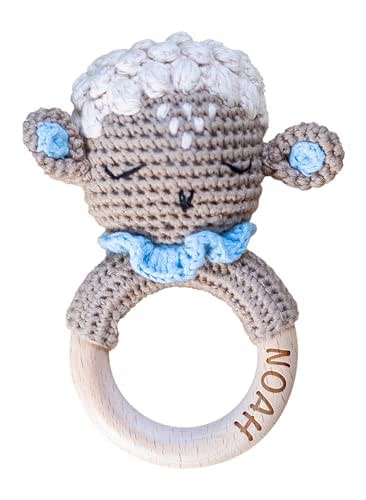 Amazon.com: Personalized Baby Rattle with Name | Farm Animals Crochet ...