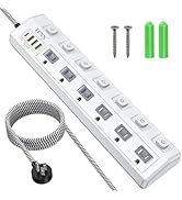 Amazon.com: Power Strip with USB Ports,Wall Mount 5FT Total 70W 4 USB ...