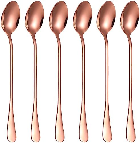 Latte Spoons,Set of 6 Long Handle Spoons,19cm Stainless Steel Coffee ...
