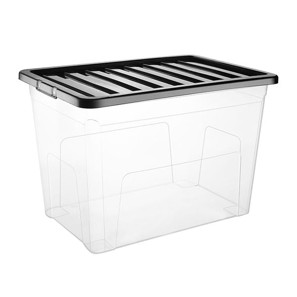 VTL® PLASTIC STORAGE BOXES WITH LID - BLACK LID - 17 SIZES - HOME ...