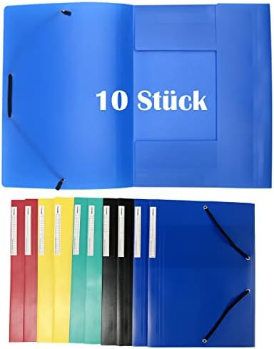 10 Stück Sammelmappe DIN A4, Postmappe aus PP mit Gummiband, abwaschbar ...