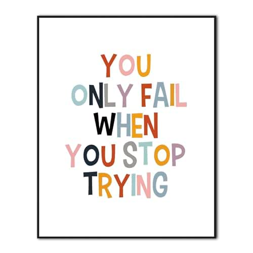 Amazon.com: You Never Fail Until You Stop Trying, Affirmations Art ...