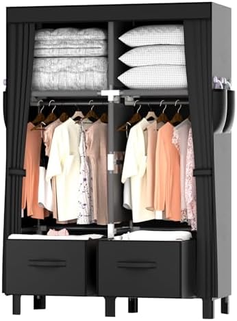 LOEFME Canvas Wardrobe 85 * 45 * 172cm, Wardrobes for Bedroom, New Base ...