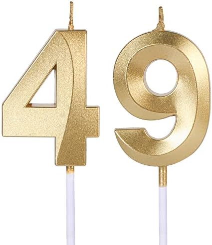 Amazon.com: Gold 49th & 94th Birthday Candles for Cakes, Number 49 94 ...