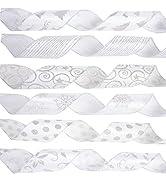 Amazon.com: SANNO Christmas Wired Ribbon, White Gold Wired Ribbon ...