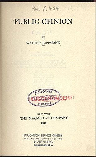 Public Opinion: Walter Lippman: Amazon.com: Books