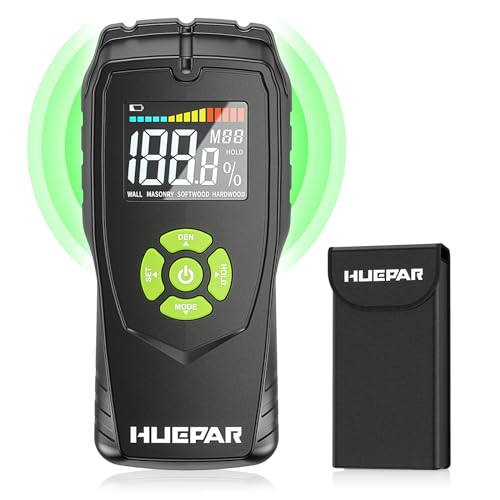 Huepar Pinless Wood Moisture Meter, Water Leak Detector with 4 ...