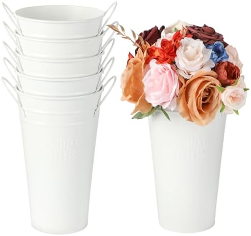 Amazon.com: Bokon 12 Pcs 12 Inch Wedding Flower Buckets Bulk Galvanized ...