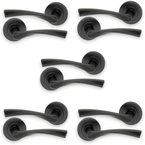 INFINITY DÉCOR 5 Pack Matte Black Twist Lever On Round Rose Door ...
