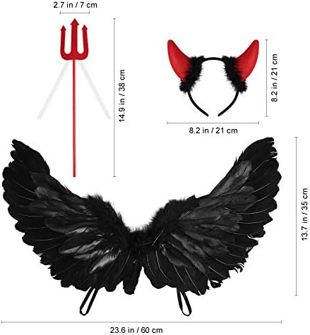 Amazon.com: KESYOO 3Pcs Halloween Devil Costume Cosplay Darkness Angel ...