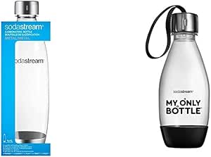 SodaStream 1L Stainless Steel Fuse Carbonating Bottle + 0.5L My Only Bottle (Loop, Black ...