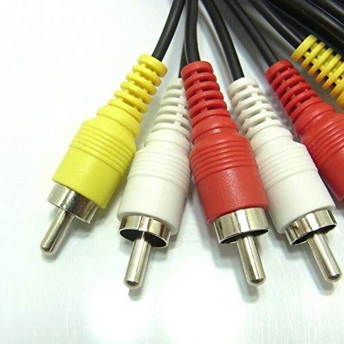 3X(AV Code red White Yellow pin Code RCA Plug Cable 1.0m Black (one ...