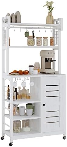 Amazon.com - BMOSU Bakers Rack Bamboo for Kitchen with 12 S-Shaped ...