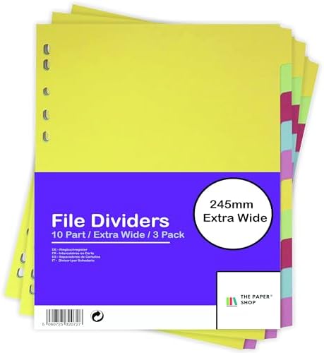 [3 Pack] A4 File Dividers, Folder Dividers - Extra Wide Dividers for ...