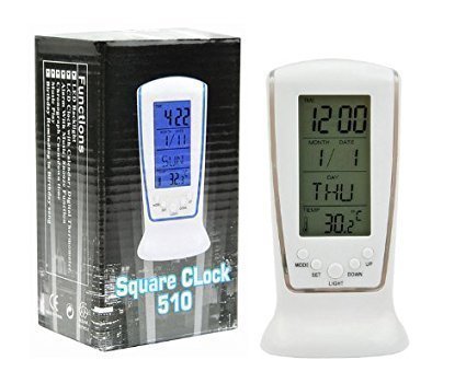 ONE STOP SHOP Square Clock 510 Digital Alarm Temperature Calender Table ...