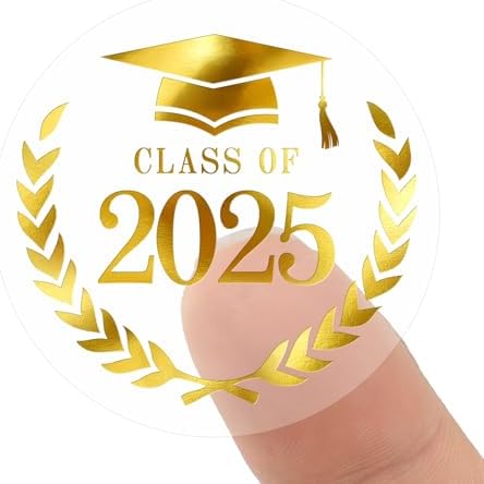 Amazon.com : 120 x Graduation Stickers 2025, Transparent Gold Foil ...