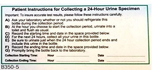 Simport B350-5 Patient Instruction Label for Urisafe 24 Hours Urine ...