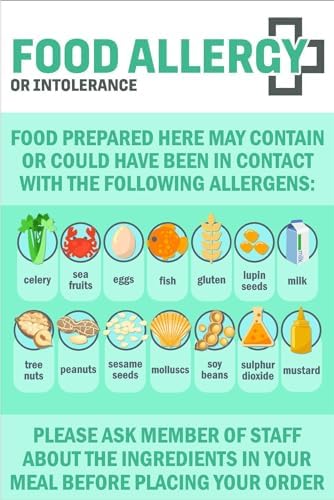 Food allergy or intolerance, safety poster sign - 1mm flexible Plastic ...