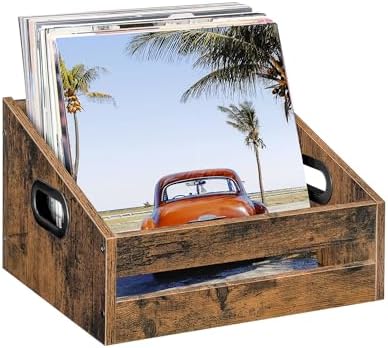 Amazon.com : otovioia Vinyl Record Storage Crate, Wooden Record Crate ...