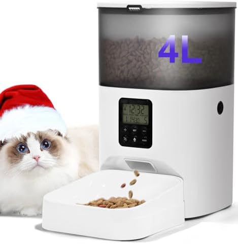 Amazon.com : Automatic Cat Feeder, 4L Cat Food Dispenser with 10s Voice ...