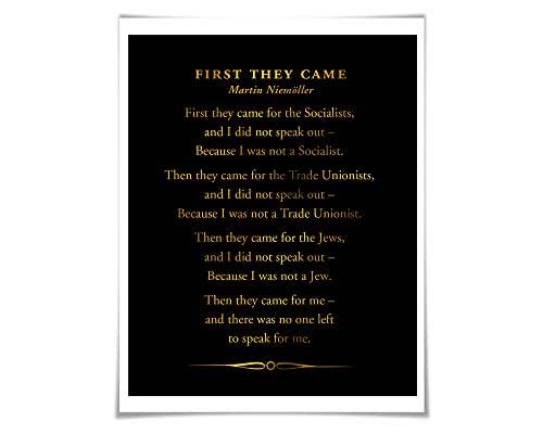 Amazon.com: First They Came Poem Gold Foil Art Print. 36 Colours ...