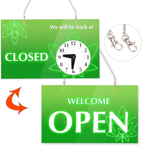Open Sign, Will Return Back Clock Open Closed Signs for Business Door ...