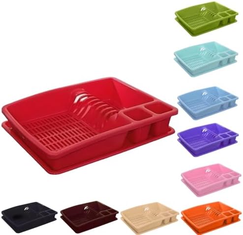 ECO Plastic Dish Drainer Utensil Holder, Dish Rack Drainers (Red ...
