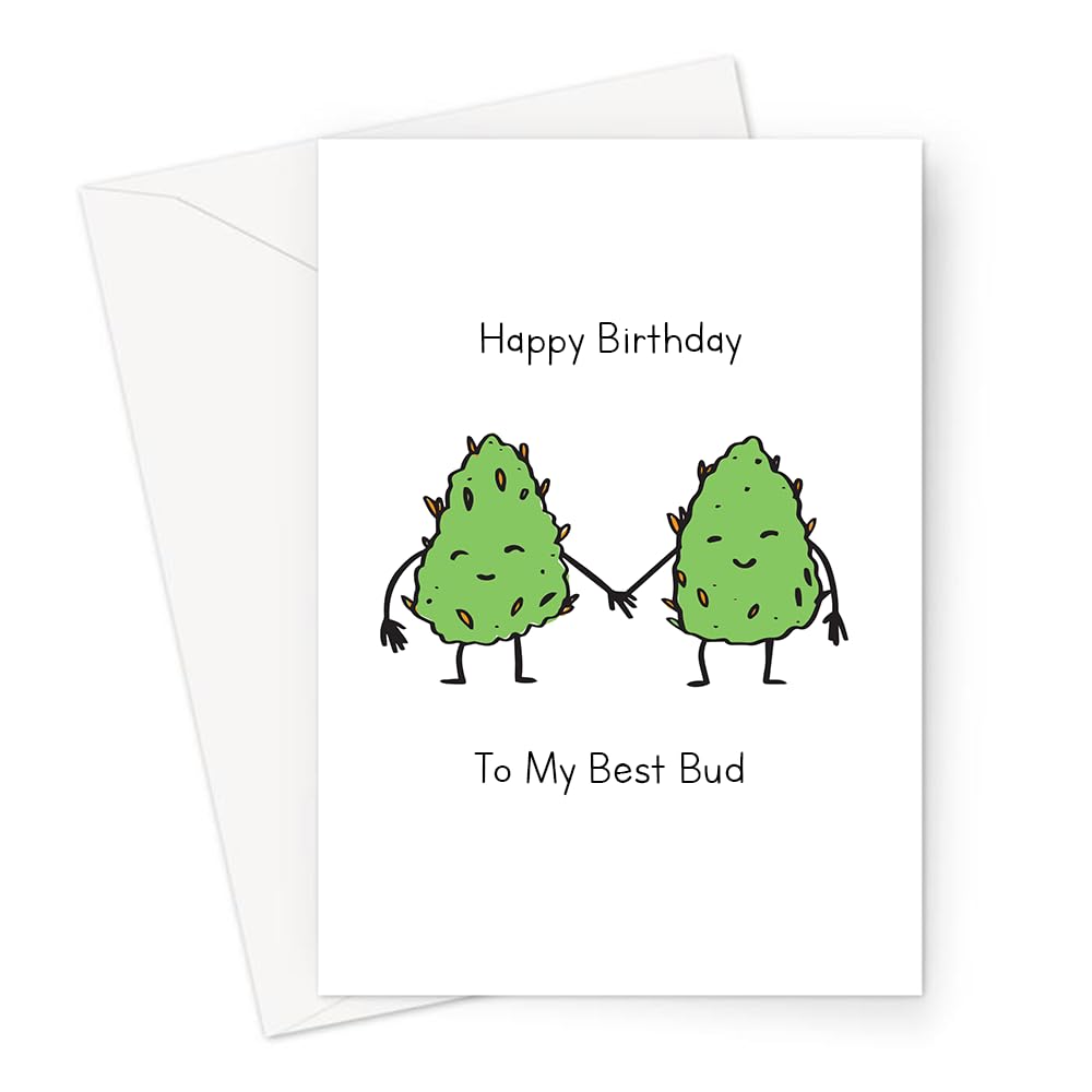 Amazon.com : Happy Birthday To My Best Bud Greeting Card | Two Cannabis ...