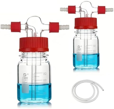TI-SMART Lab Gas Washing Bottle Glass 250mL 2PCS, Graduated Buffer ...