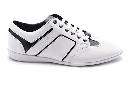 Buy Versace Collection Men's Leather Sneaker Shoes US 9 (EUR 42) White ...