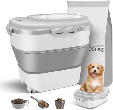 Amazon.com: Jolipetty 13-30 Lbs Dog Food Storage Container Collapsible ...