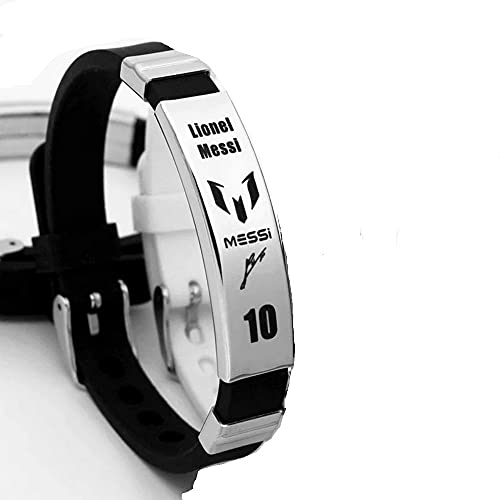 Buy Vientiq Silver-Plated Soccer Bracelet with Engraved Messi Signature ...