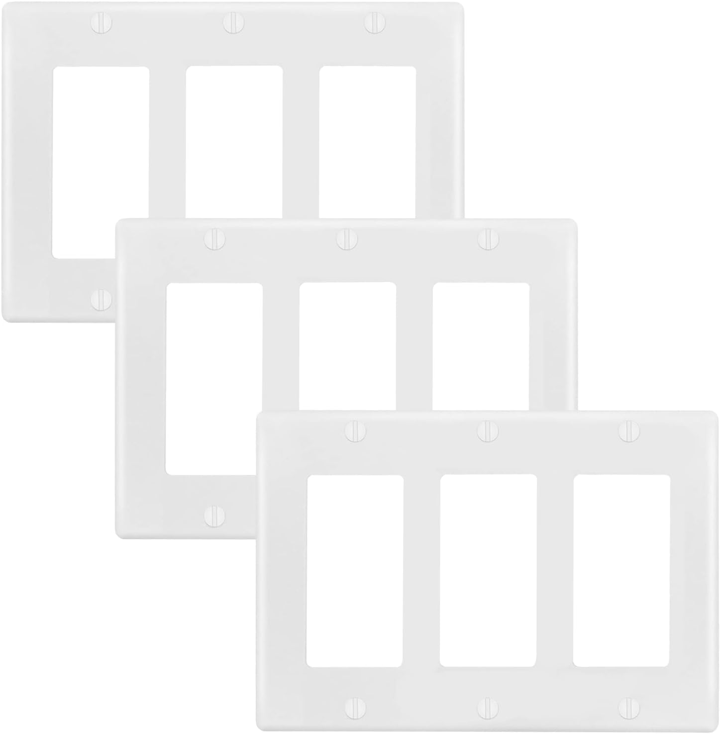 MLLIZH Switch Outlet Wall Plate Cover 3-Gang Electrical Faceplate for ...