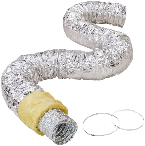VEVOR 6 Inch Insulated Flexible Duct R-4.2，25 Feet Long with 2 Duct ...