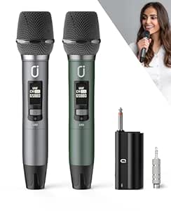 JYX Wireless Microphones, Professional UHF Dual Microphones for Karaoke, Wireless Dynamic ...