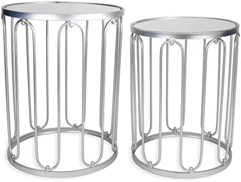 Amazon.com: Rutledge & King Round End Table Set - Silver End Tables ...