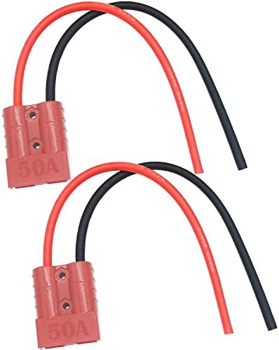 QWORK® Battery Connector with 10AWG Silicone Wire 20 Inches, 50A 600V ...